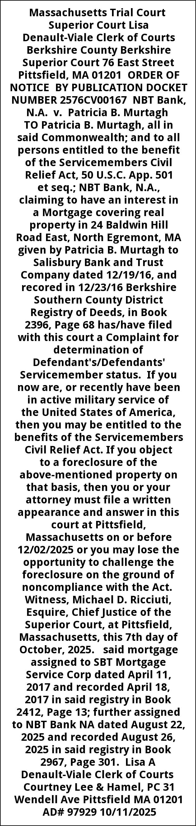 Order of Notice, Trial Court Of Massachusetts The Superior Court ...